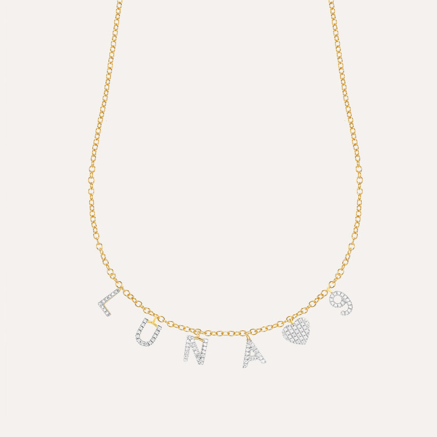 Buy Customised Name Charms Necklace Made With Real Diamonds Affordable Diamond Alphabet Necklaces Ella Stein